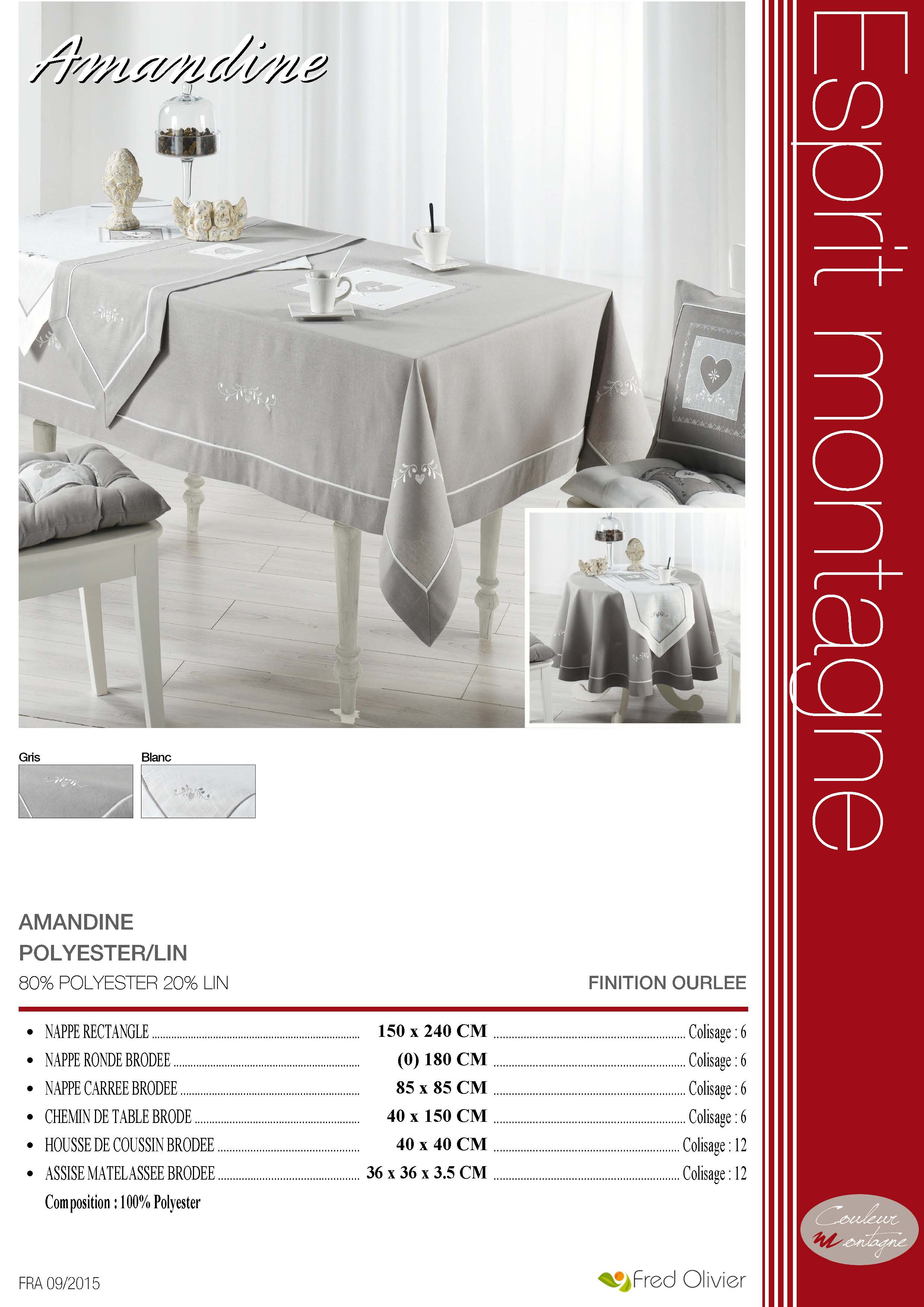 Nappe brodée amandine lin blanc 150x240cm DECOR 10 | DOD