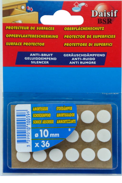 Pastille anti-bruit PVC 10mm x36 blanc | DOD
