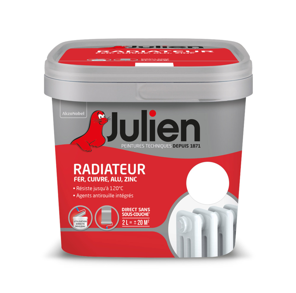 Peinture Radiateur brillant fer, cuivre, alu, zinc blanc 2L JULIEN | DOD