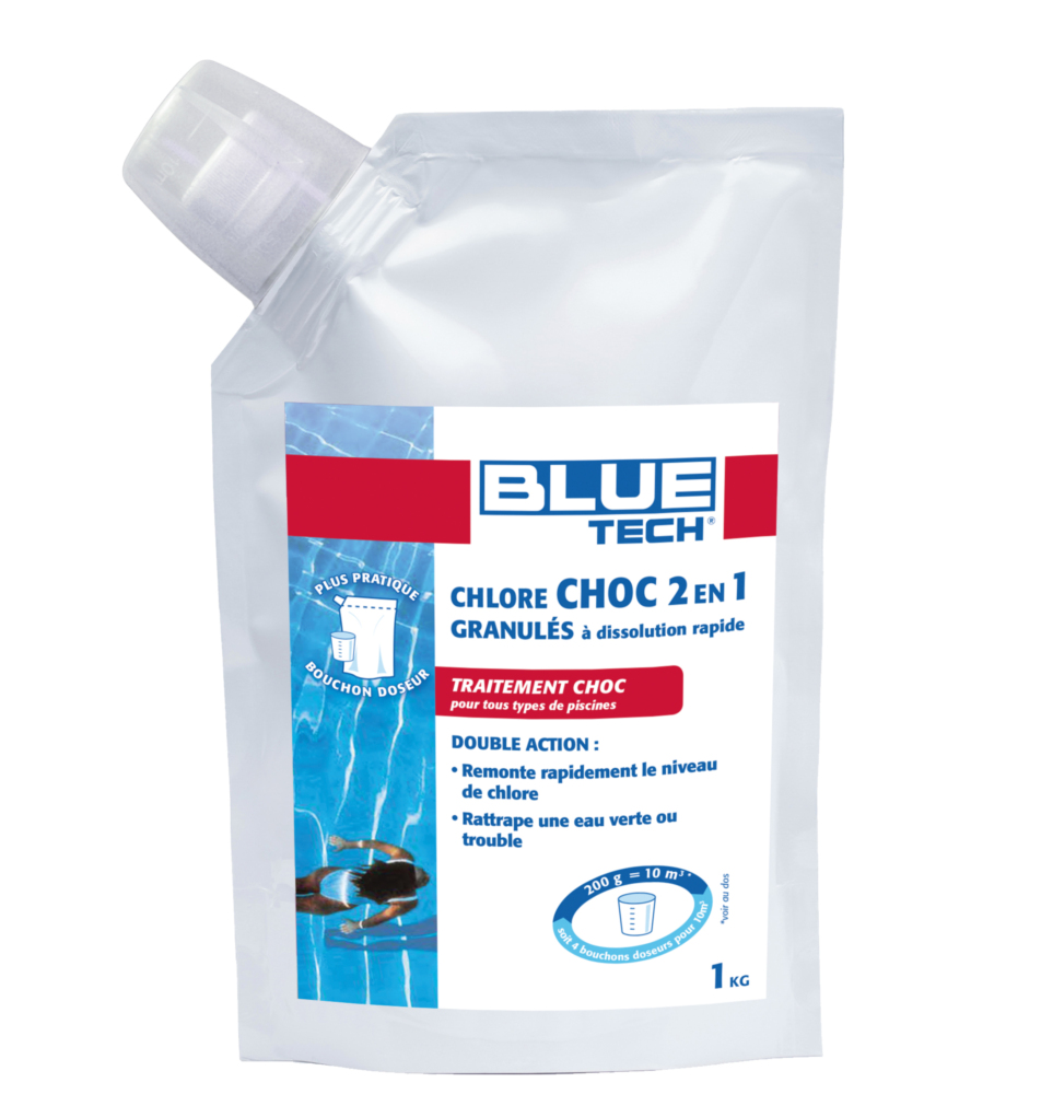 Chlore Choc 2en1 TP2 Sachet 1kg BLUE TECH | DOD