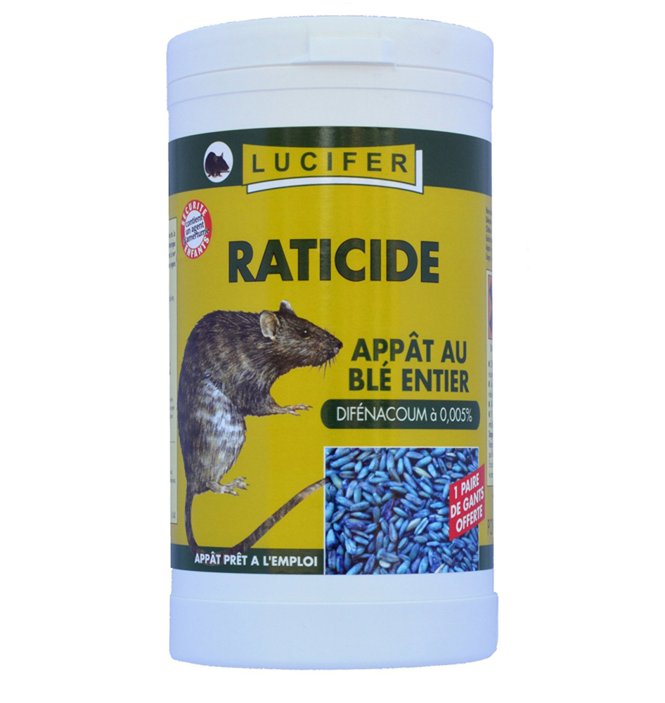 Raticide Blé Entier Brodifacoum 150gr LUCIFER | DOD