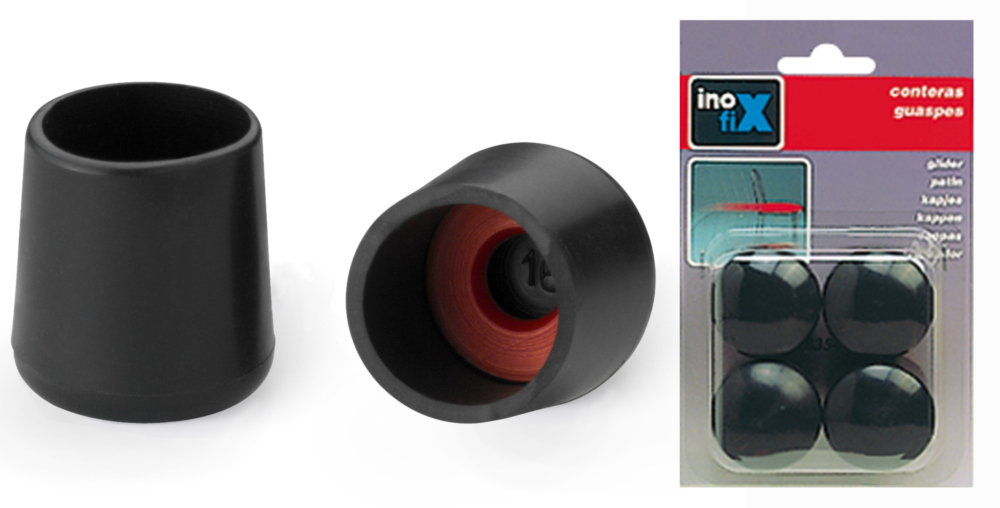 Embout Rond en Plastique Avec Rondelle Lot de 4 Noir INOFIX | DOD