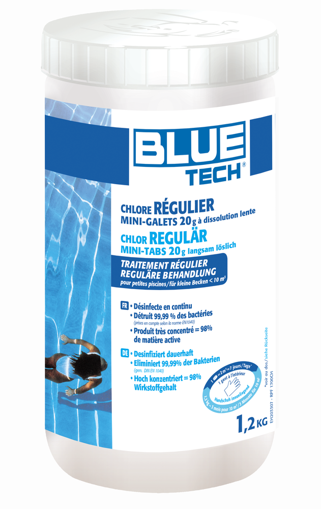 Désinfectant Chlore régulier 1kg2 TP2 BLUE TECH | DOD