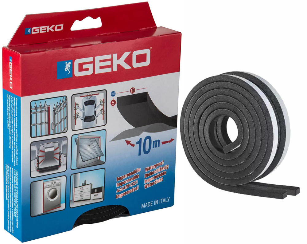 Joint Mousse Multi-Fonctions Adhésif Noir 15 mm x 10 m GEKO | DOD