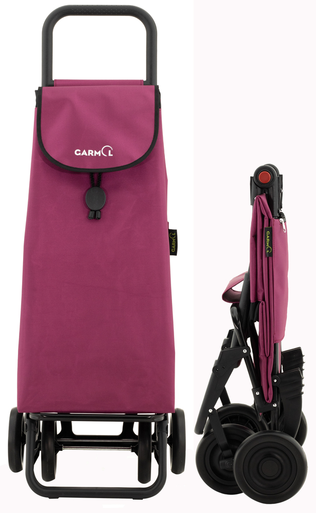 Poussette de Marché Pliante 4 Roues 55L Prune GARMOL | DOD