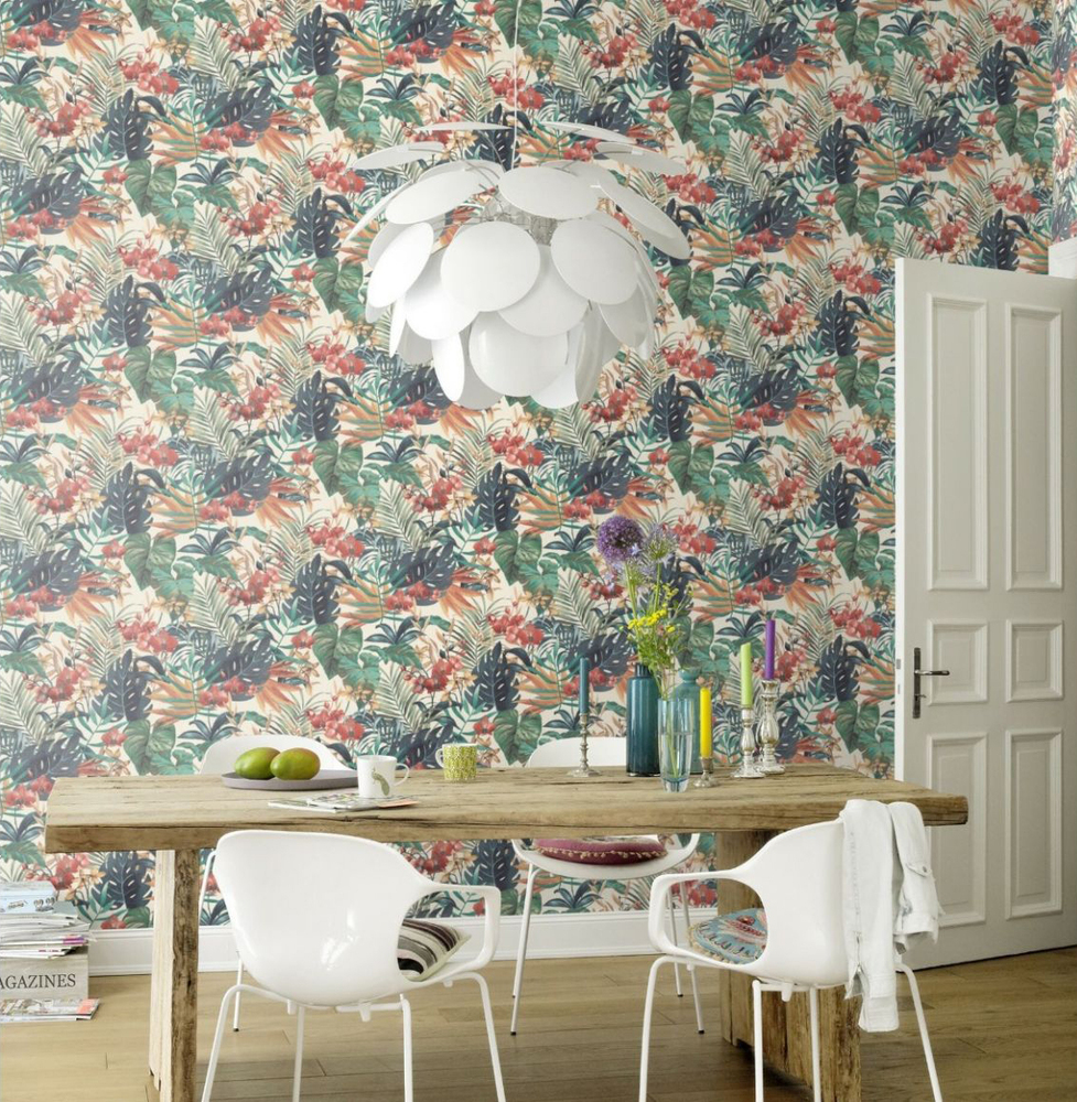 8258 - Vinyl sur Intissé Motif Jungle Orchidée Crème DECORAMA | DOD