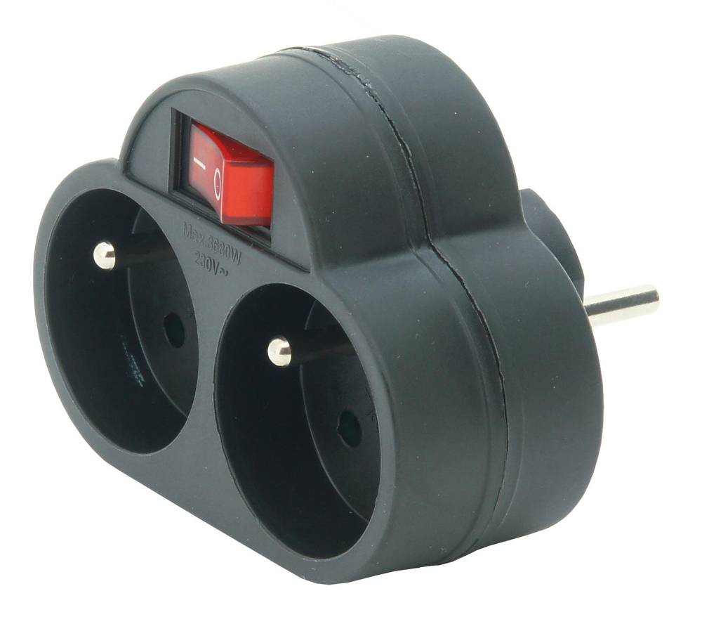 Multiprise 2x16A Noire Avec Interrupteur PROFILE | DOD