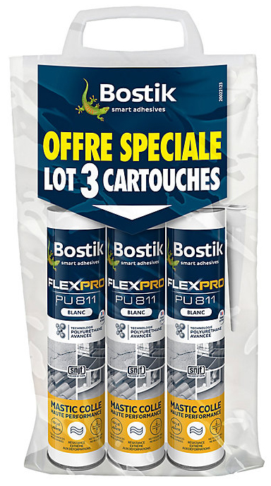 FlexPro PU811 Mastic Colle Blanc 300ml Lot de 3 BOSTIK | DOD