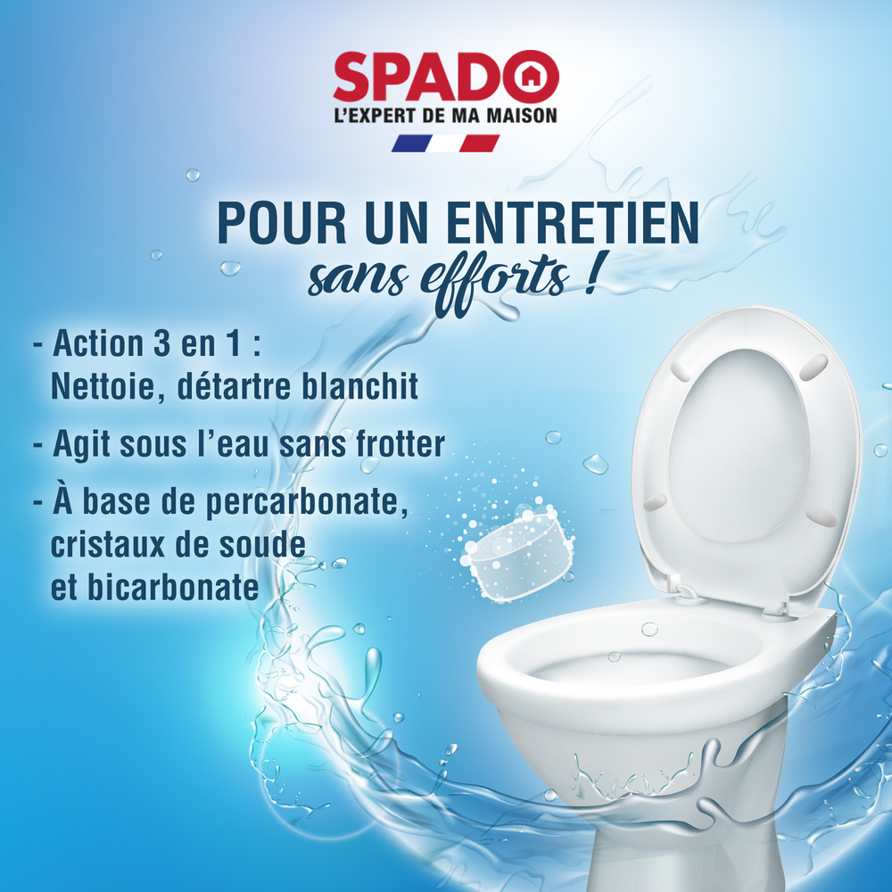 Tablettes WC 3en1 à l'Oxygène Actif Boite de 10 SPADO | DOD