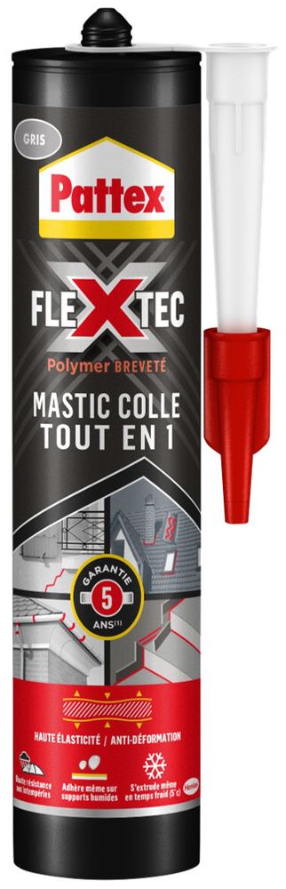 Mastic Colle Tout en 1 Flextec Polymère Gris 389g PATTEX | DOD
